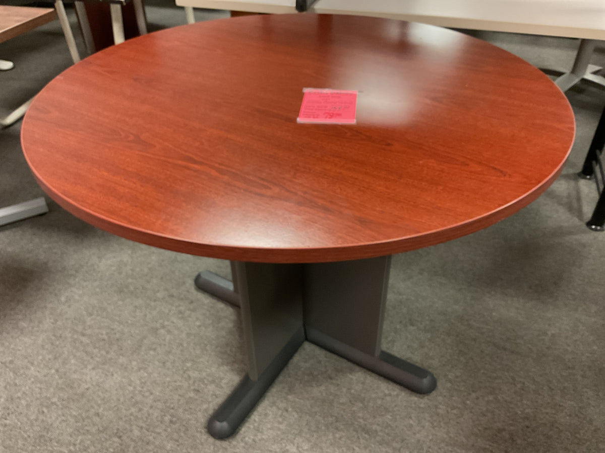 R42 42” Round Cherry Used Table $79.98 - 1 Only – Desks Galore